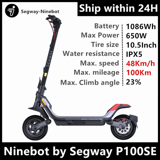 Pre-sell Original Ninebot by Segway P100S Electric Scooter 48Km/h Top Speed 100Km Long Range 10. ...