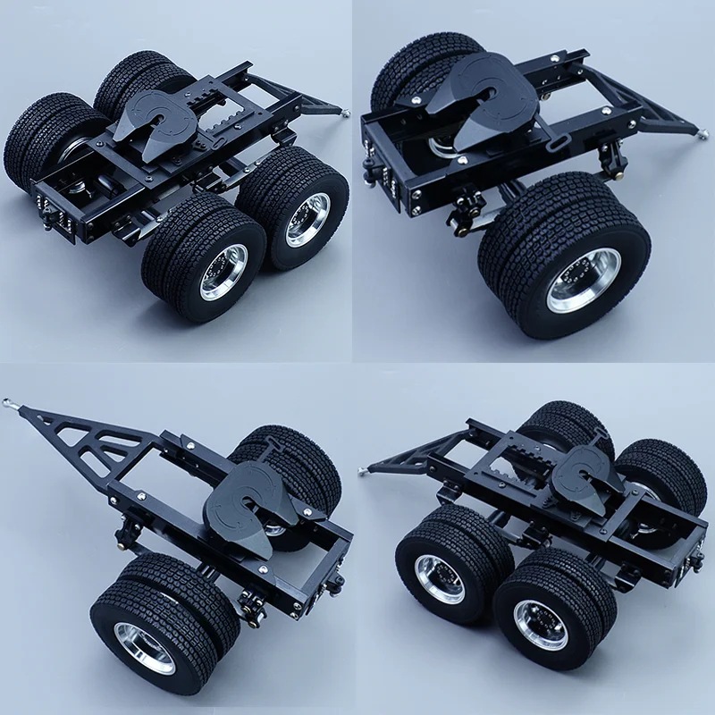 All Metal 1&2 Axles Trailer with Traction Fifth-wheel for 1/14 Tamiya ...