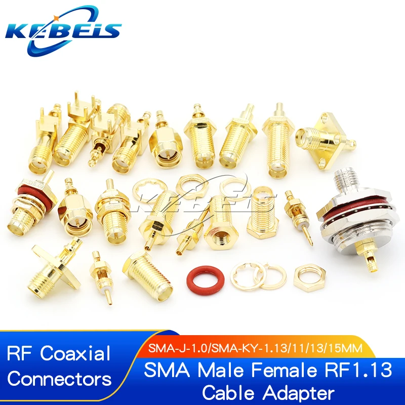 2PCS SMA Male/Female plug Nut Bulkhead SMA-KY-KWE-1.13/SMA-J-1.5 RG1.13 ...