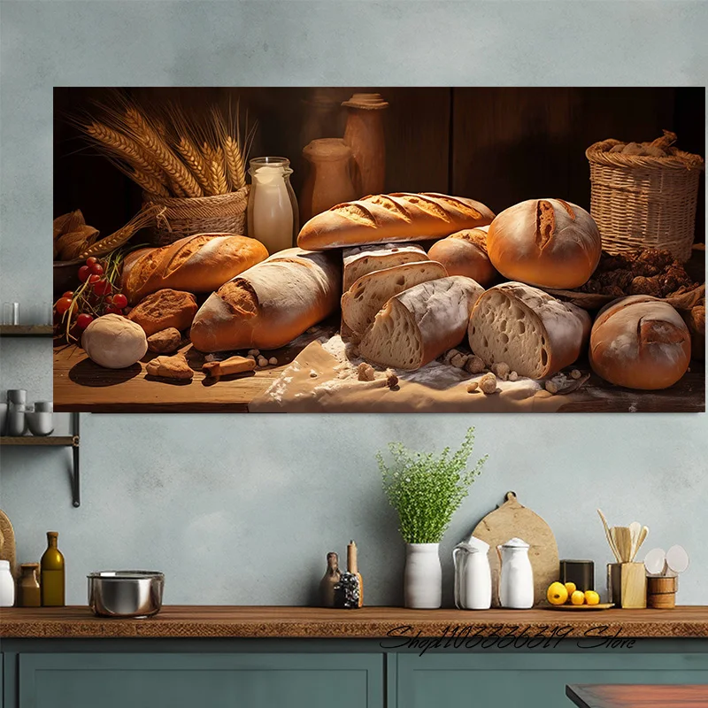 Vintage-Style-Bread-Baking-Bakery-Kitchen-Art-Poster-Canvas-Painting ...