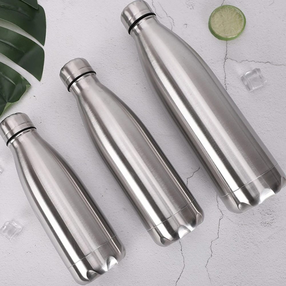 500/750/1000ml Portable Outdoor Water Bottle Food Grade Stainless Steel ...