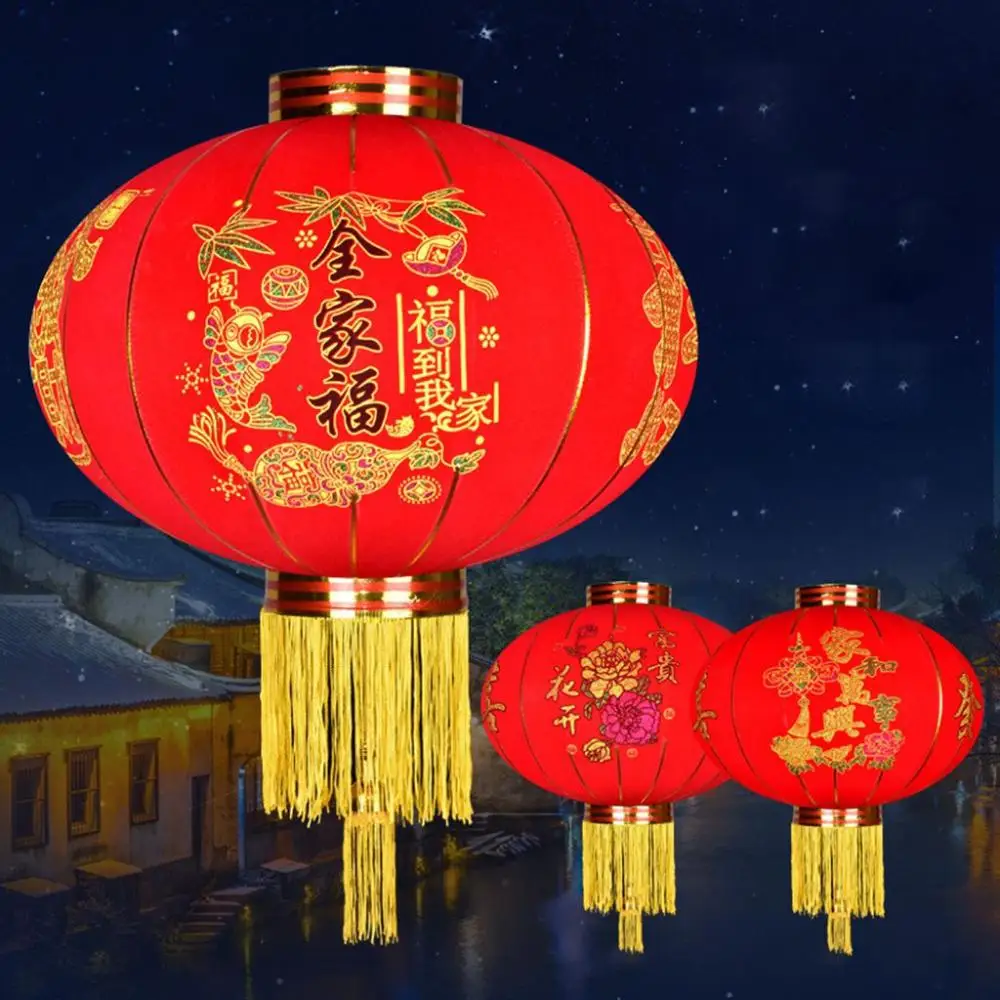 2024-Chinese-New-Year-Lantern-38cm-Waterproof-Red-Flocking-Cloth-New ...