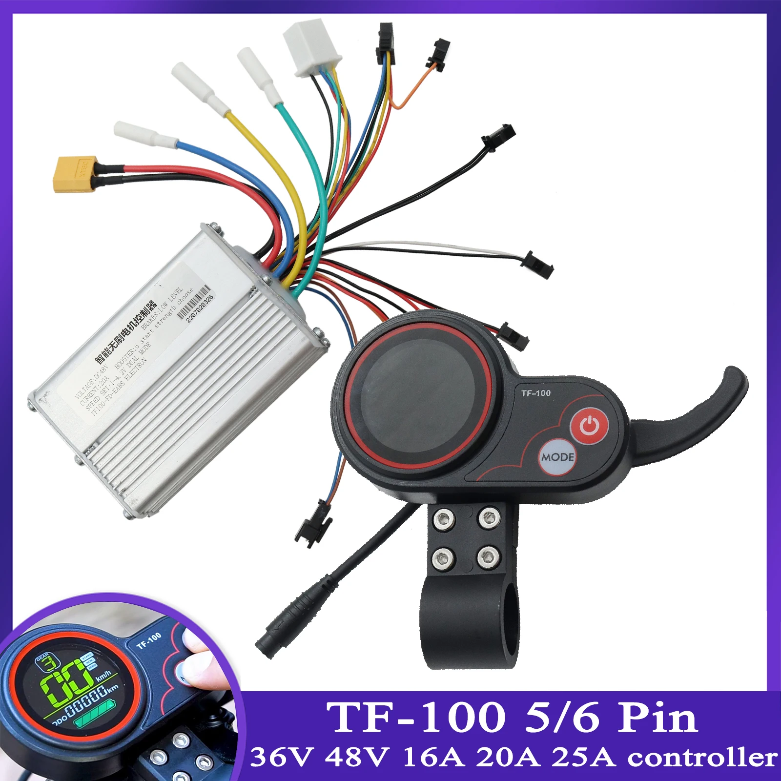 36V-48V-Electric-Scooter-TF-100-Instrument-Panel-Controller-Kit-6-Pin ...