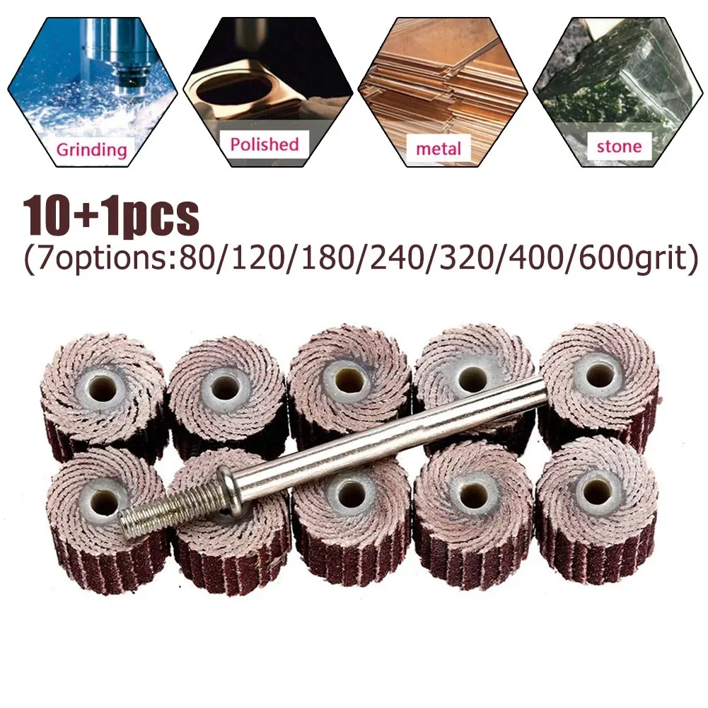 10pcs-1-Mandrel-Flap-Wheel-Disc-Sanding-Drill-Abrasive-Sandpaper-80 ...