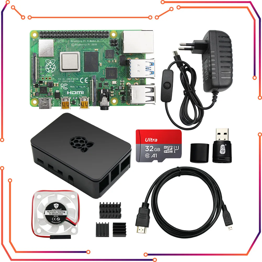 Raspberry-Pi-4-8GB-4GB-2GB-Kit-Power-Adapter-ABS-Case-32G-64G-Card ...