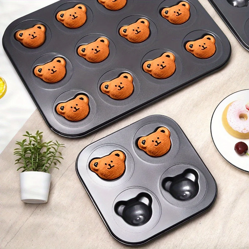 1PCS Bear Baking Mold 4 Cavities Cartoon Baking Tray Non-stick Carbon ...