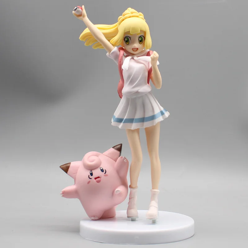 20cm Pokemon Lillie Clefairy Game Beautiful Girl Figure Model Gk Statue ...