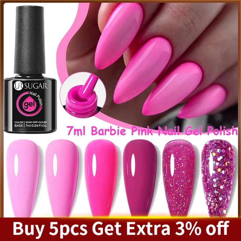 UR-SUGAR-7ml-Fluorescent-Pink-Nail-Gel-Polish-Neon-Cerise-Red-Purple ...