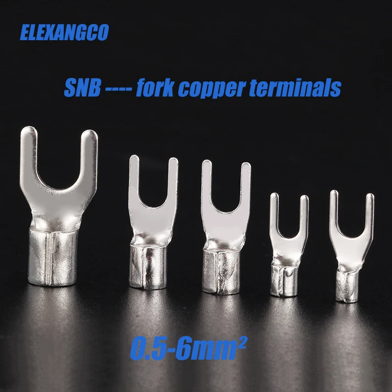 100PCS U-SNB Copper Terminal Bare Copper Fork Y-Shaped Copper Lug Cord ...