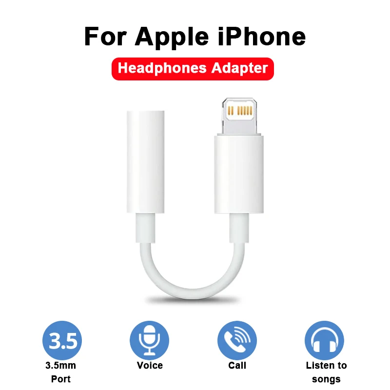 For Apple Original Lightning to 3.5mm Headphone Adapter AUX Cable For ...