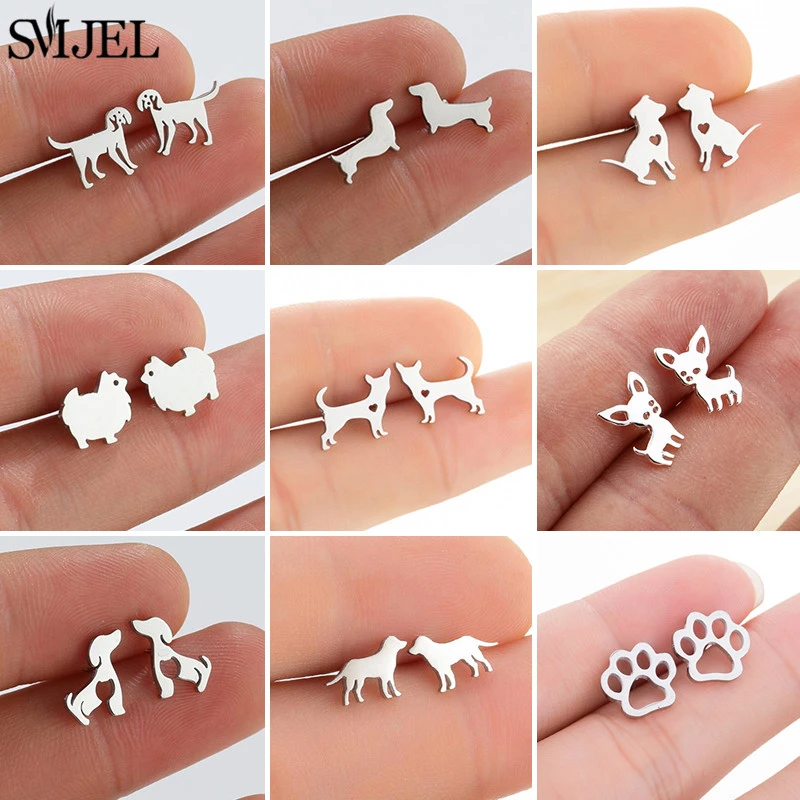 Small Cute Chihuahua Dog Earrings Stud for Women Kids Everyday Jewelry ...