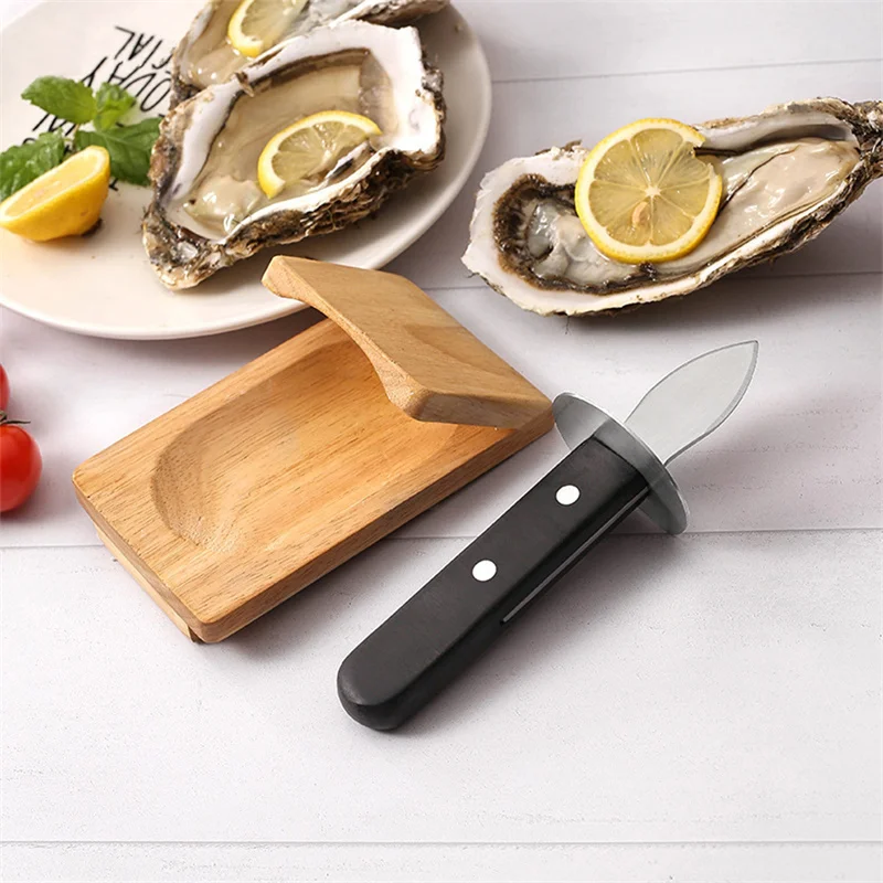 New-Stainless-Steel-Oyster-Knife-Set-Wooden-Handguards-Shell-Opening ...