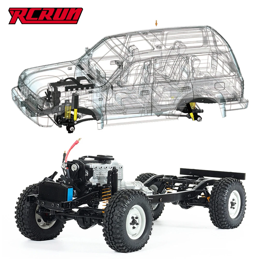 RCRUN Ultra Realism Scale LC80 Metal Chassis Frame Builders Kit Adjustable Wheelbase for 1/10 RC ...