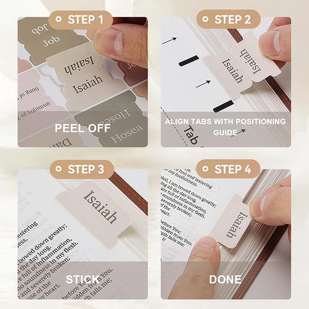 Generic 5 Sheet Self-Adhesive Paper Tabs Bible Index Tabs Easy Read ...