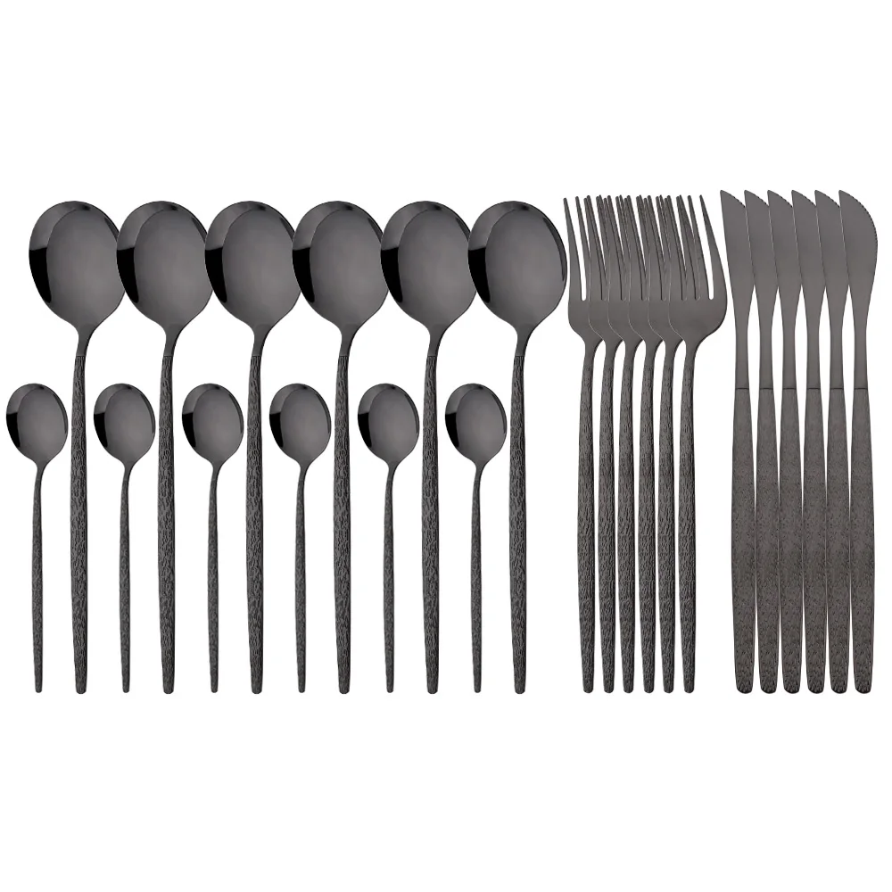 A-o-inoxid-vel-Preto-Talheres-Talheres-Set-Lou-a-de-luxo-Home-Fork ...