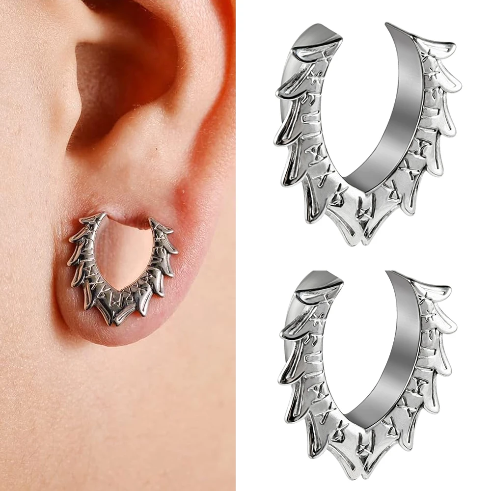 1PC-Stainless-Steel-U-Shape-Ear-Gauges-Earring-Symbol-Bone-Pattern ...