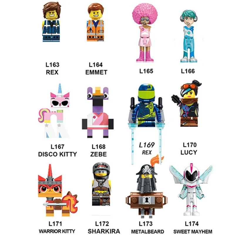 Single Cartoon Movie Emmet REX Unikitty Zebe Metalbeard LUCY Model ...