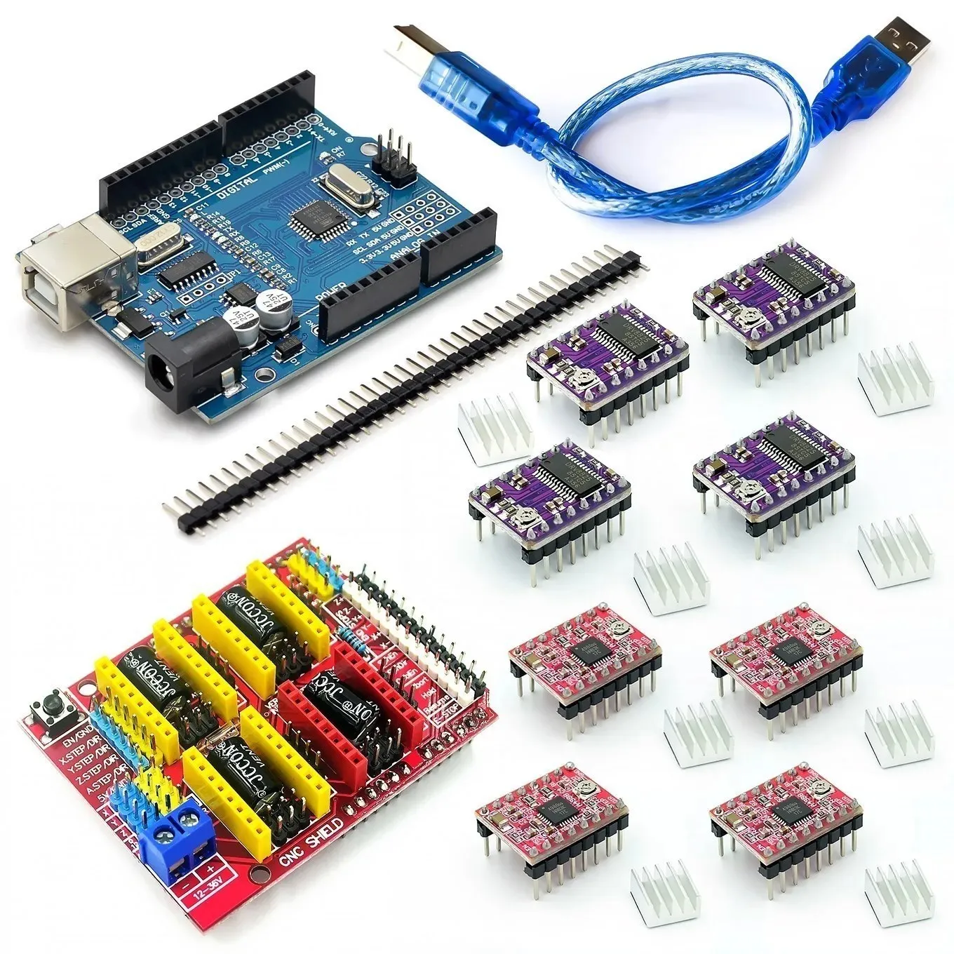 Cnc 쉴드 3d 인쇄기 Arduino Uno R3 용 드라이버 확장 보드 Usb 케이블 포함 V3 티몬