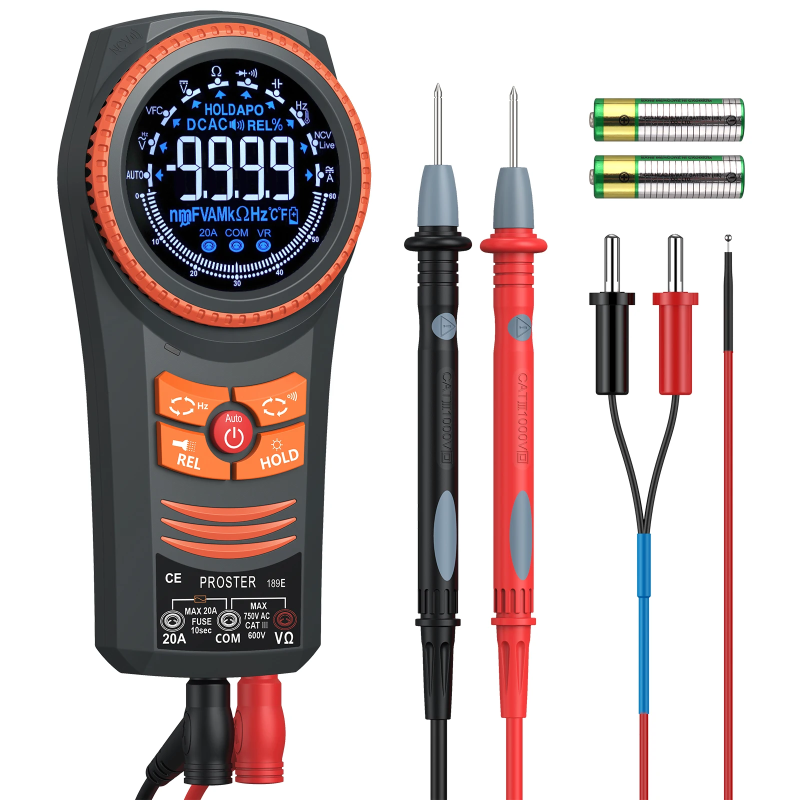 Proster Digital Multimeter 6000 Count Smart Meter TRMS Color Screen ...