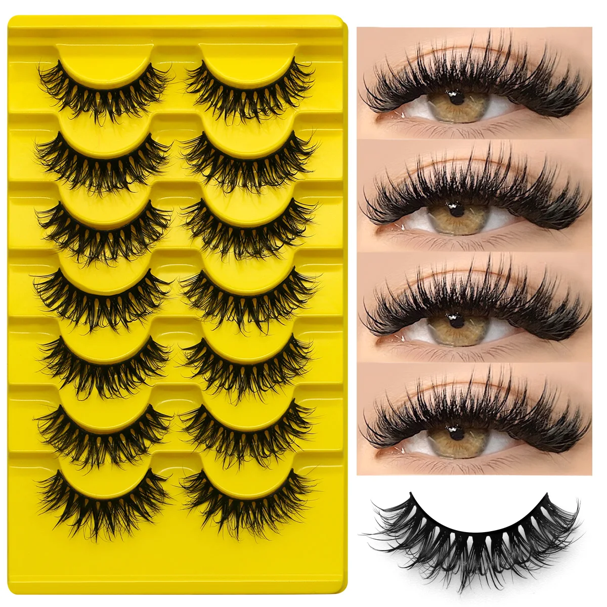 GROINNEYA Eyelash Extension effect False Eyelashes 6D Wispy Faux Mink ...