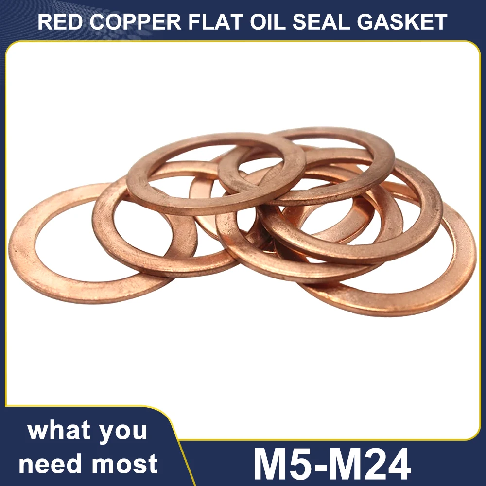 M5 M6 M8 M10 M12 M14 M16 M18 M20 M22 M24 Red Copper Flat Oil Seal ...