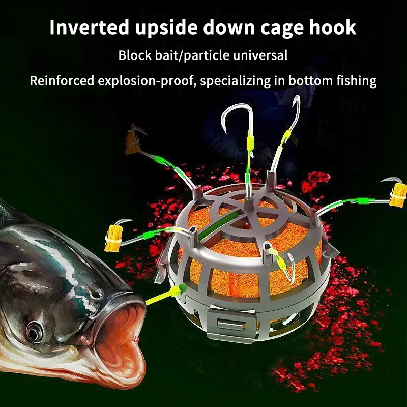 Enhanced Fishing Spring Bait Cage with String Hook, 6 Carbon Steel ...