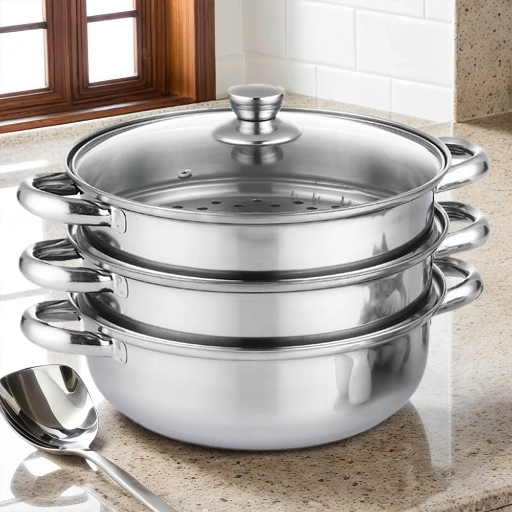 3-Tier-Food-Steamer-with-Lid-Stainless-Steel-Steamer-Cooker-Steamer-Pot ...