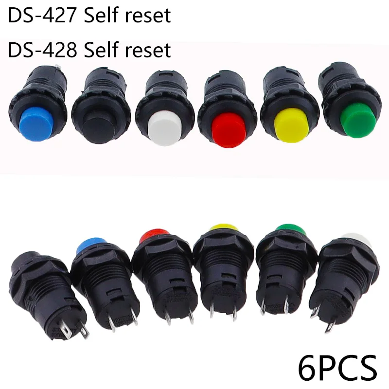 6pcs-Self-Lock-Momentary-Pushbutton-Switches-DS228-DS428-12mm-OFF-ON ...