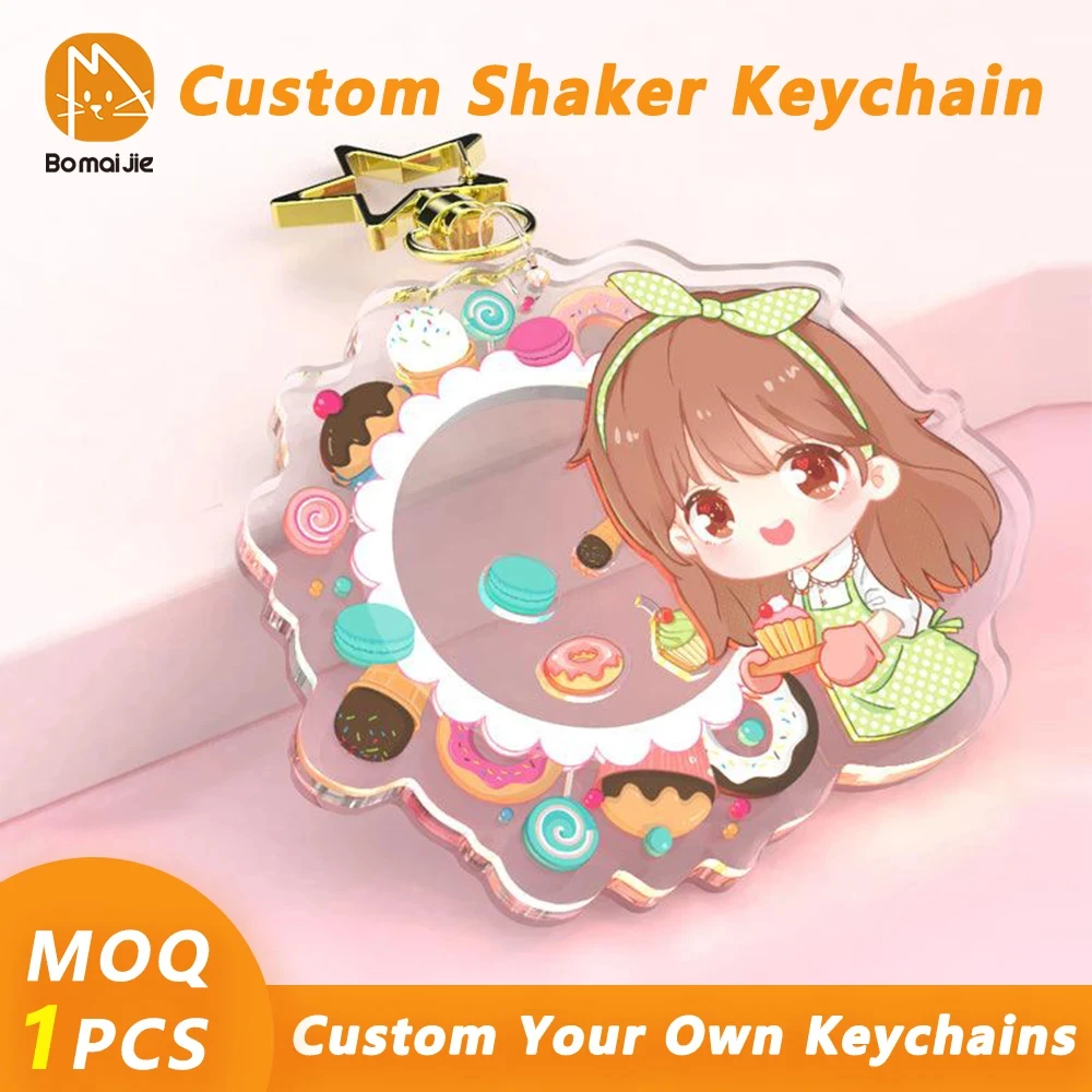 Custom Shaker Keychain Anime Cartoon Logo Acrylic Key Chain Photo ...