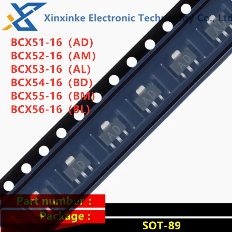 100PCS BCX51/BCX52/BCX53/BCX54/BCX55/BCX56-16 SOT-89 45V 60V 80V 1A SMD ...
