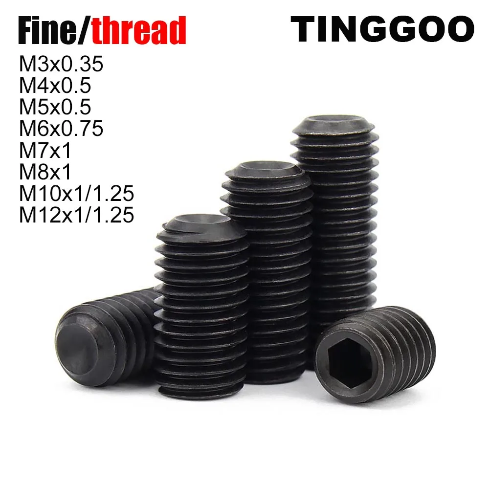 2/50pcs M3 M4 M5 M6 M7 M8 M10 M12 Fine Thread Black 12.9 Steel Hex ...