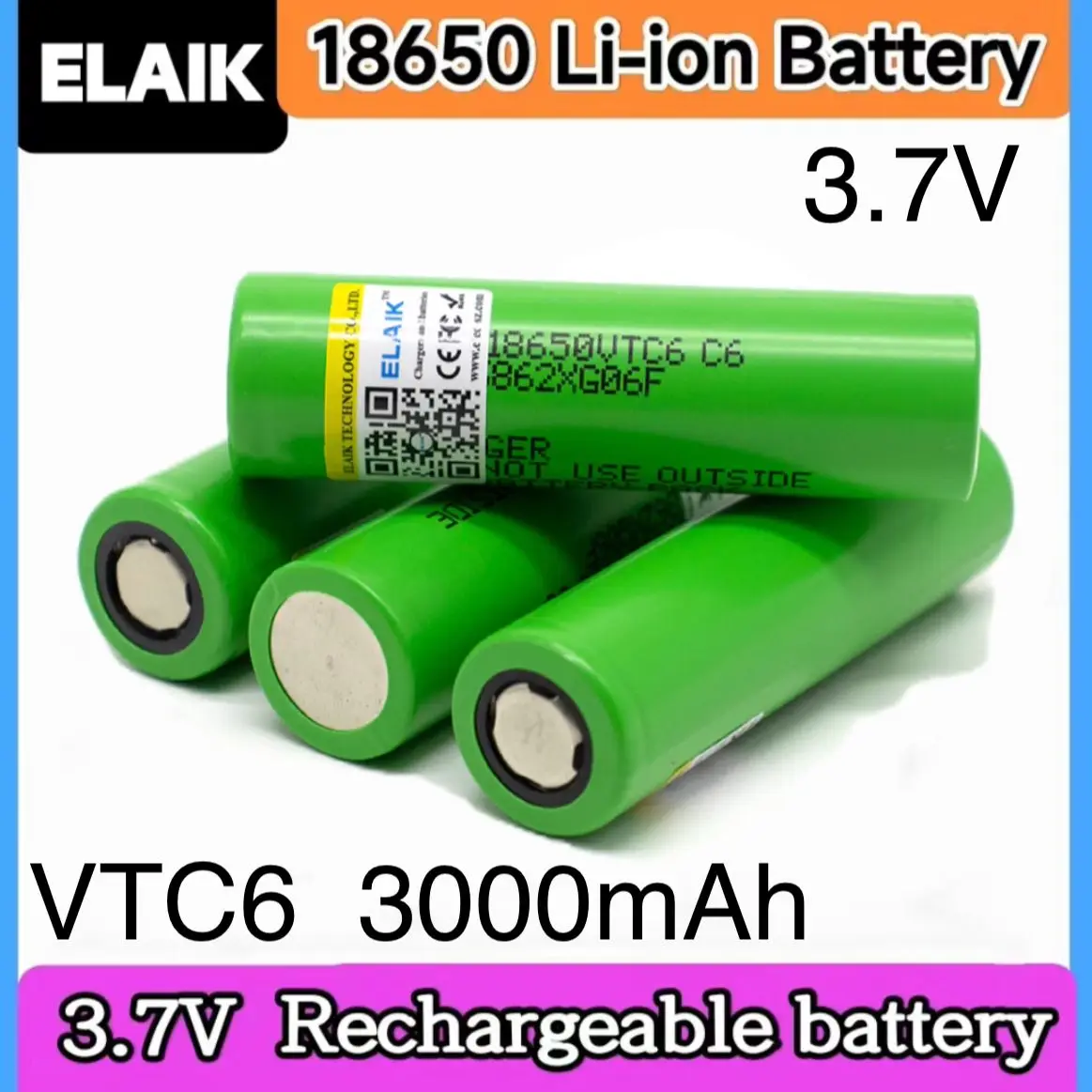 VTC6-3-7V-3000-mAh-Li-ion-Battery-18650-30A-Discharge-for-18650VTC6-Toy ...