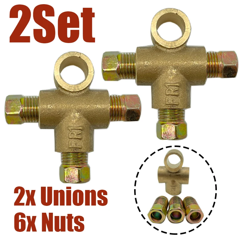 2Set 3Way Brake T Piece Tee w/3 Male Nuts M10 3/16" Brake Pipe Unions ...