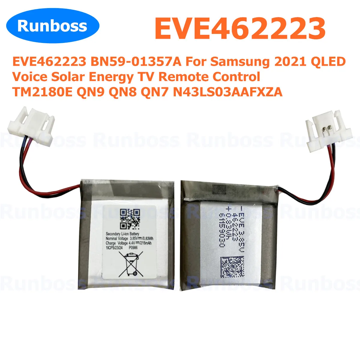 462223 215mAh Battery BN59-01357A For Samsung 2021 QLED Voice Solar ...