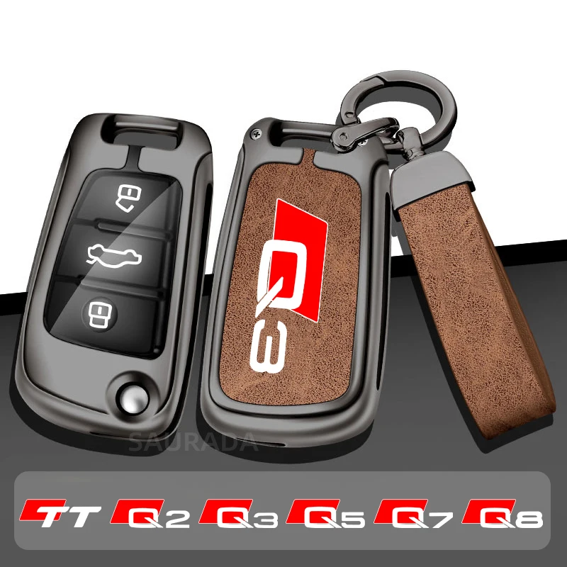 Zinc-Alloy-Car-Smart-Remote-Key-Case-Cover-Holder-Shell-Audi-Q2-Q3-8U ...