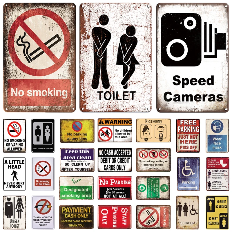 Vintage-Metal-Sign-Warning-Tin-Sign-No-Smoking-Shop-Plate-Home-Bar-Wall ...