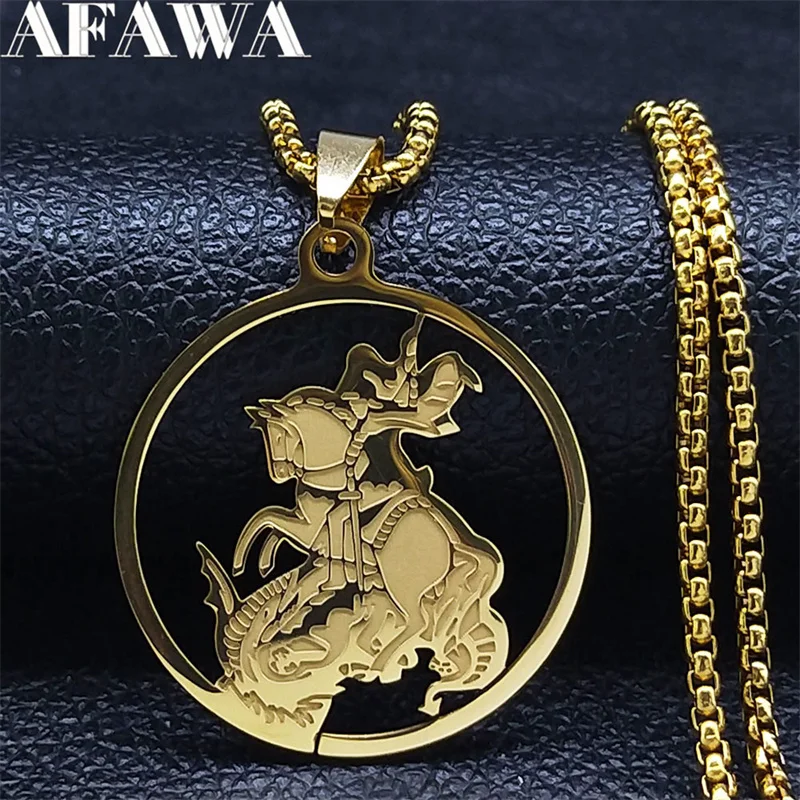 Archangel St.michael Protect Me Necklace Stainless Steel Saint Shield ...