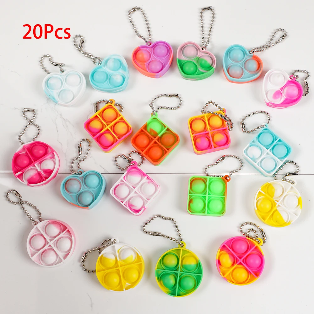 20Pcs Mini Pop Keychain Toddler Sensory Fidget Toys Bulk for Classroom Prizes Kids Birthday ...