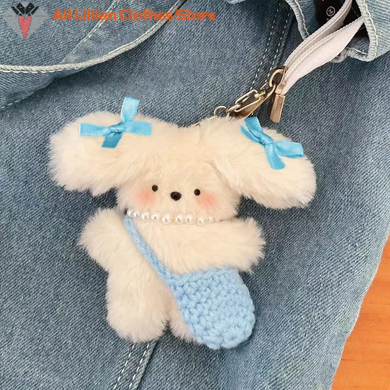 Kawaii-Plush-Animal-Pearl-Bowknot-Puppy-Doll-Toys-Keychian-Squeak-Key ...