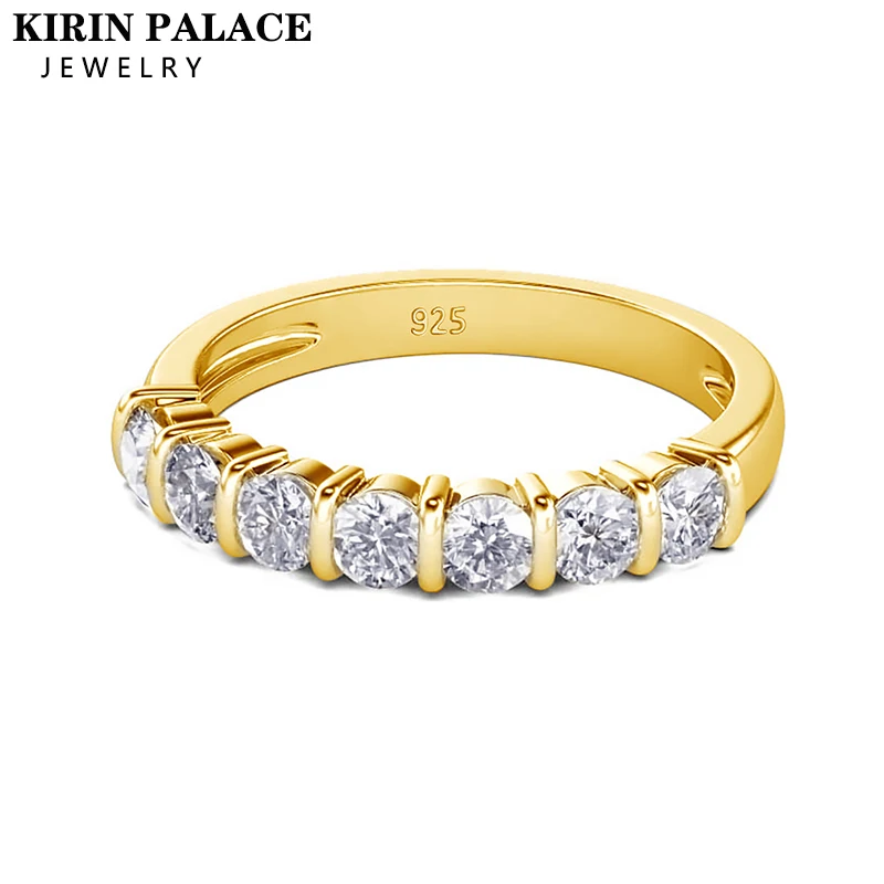 Kirin-Palace-Moissanite-Ring-14K-18K-Yellow-Gold-Half-Eternity-Bubble-Rings-for-Women-Jewelry ...