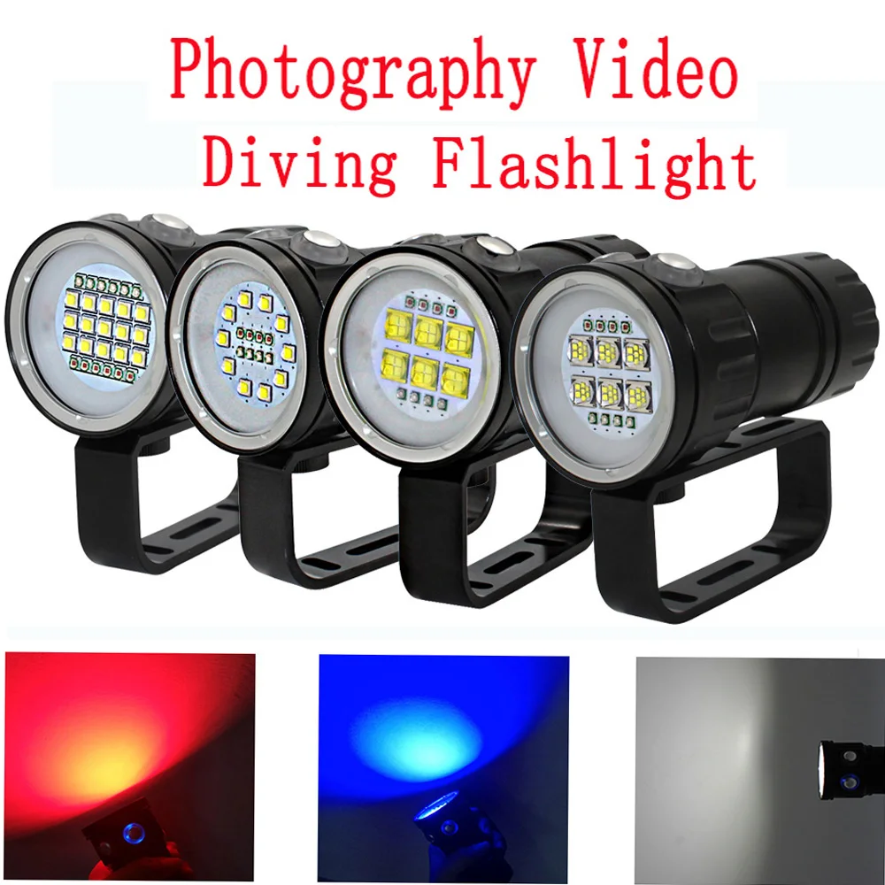 LED Waterproof diving flashlight video Light XHP70 XM-L2 Photography ...