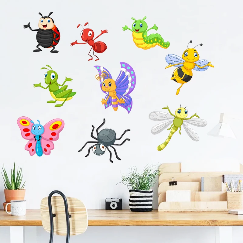 C252-Creative-Cartoon-Insects-Wall-Sticker-Kids-Room-Background-Home ...
