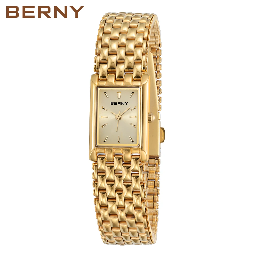 Gold Rectangle Womens Watch | K Golden Watch Women | Golden Watch Woman ...