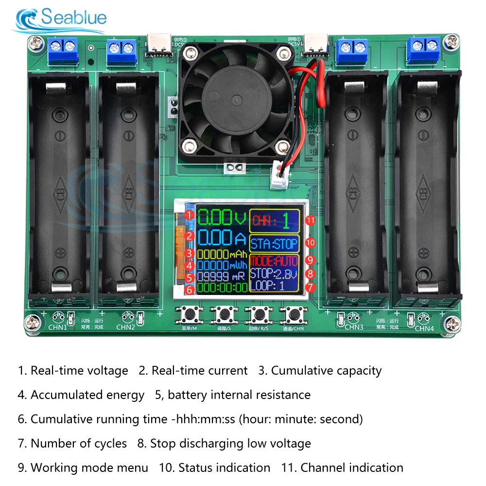DC-5V-18650-Lithium-Battery-Capacity-Tester-Module-Four-Channel-Stand ...