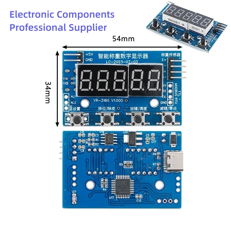 HX711-Load-Cell-AD-Weight-Pressure-Sensor-AD-Module-Display-24-bit-Weighing-Instrument ...