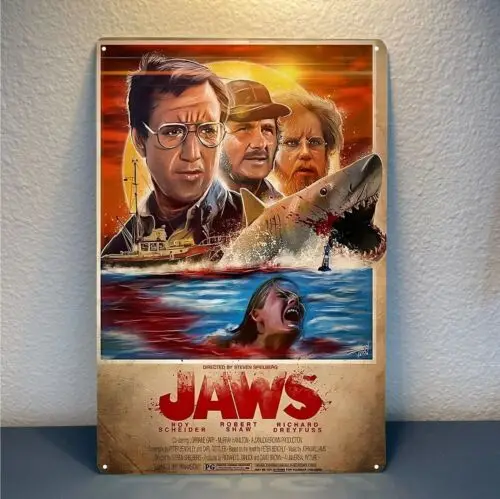 Jaws Retro Horror Movie Metal Poster Tin Sign - 20x30cm Plate ...