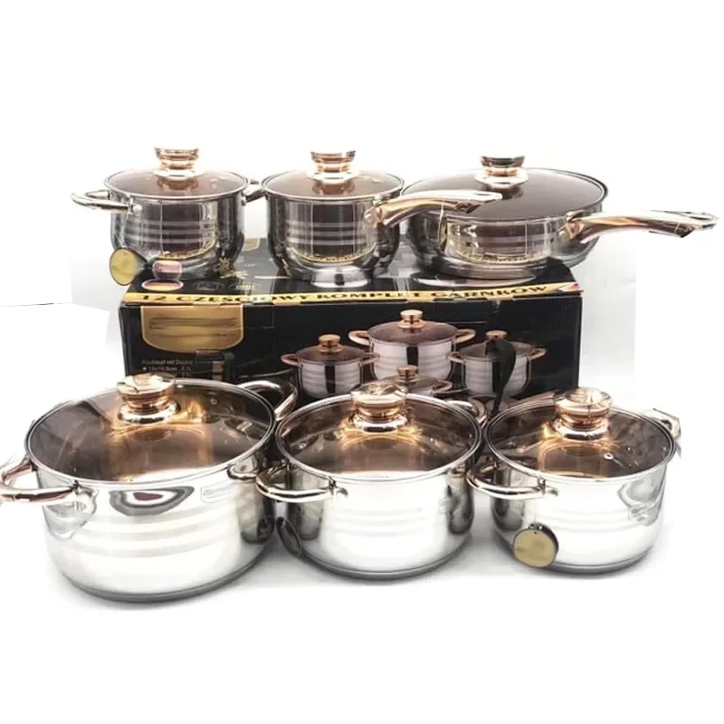 6PCS-Set-Pot-Pan-201-Stainless-Steel-Gold-Handle-Cooking-Pot-Cookware ...