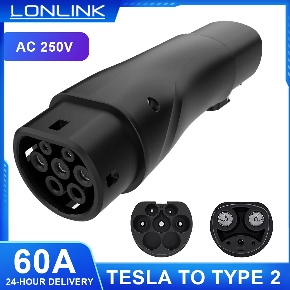 LONLINK-Tesla-TO-TYPE-2-Adapte-60A-Electric-Vehicle-charging-connector ...