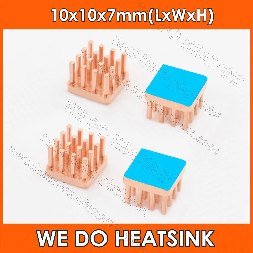 10x10x7mm-Square-Pin-Fins-Copper-Heatsink-Cooler-With-Thermal-Pad-for ...