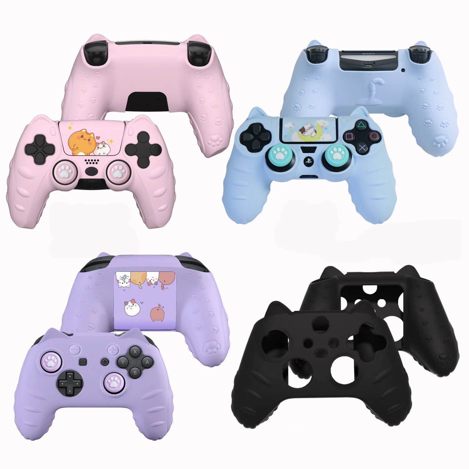 Cat-Paw-Silicone-Soft-Shell-Sticker-Skin-For-Sony-PS5-PS4-Xbox-Series-X ...